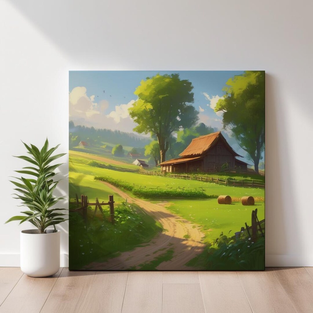 Morning Serenity, Beautiful Sunlit Farm, Canvas Wall Art - Etsy