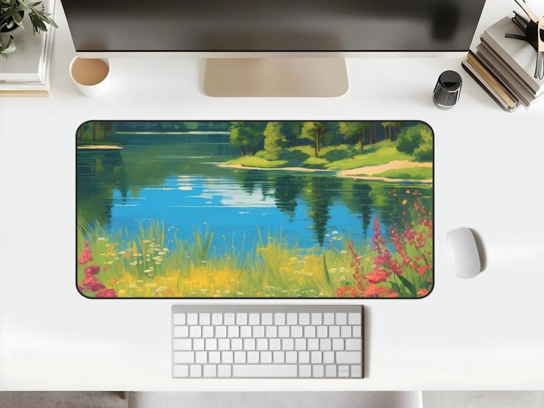 Lake Desk Mat, Summer Day Office Decor, Serene Desk Accessory, Relaxing ...