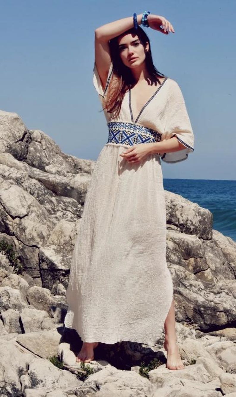Boho Dress,modest Summer Dress,high Slit Summer Dress,wedding Guest ...