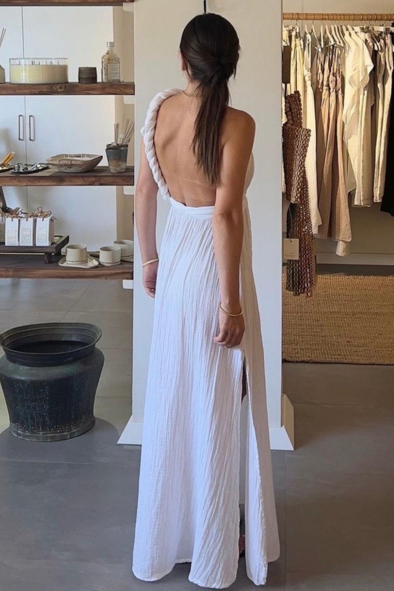 Boho Dress,modest Summer Dress,high Slit Summer Dress,wedding Guest ...