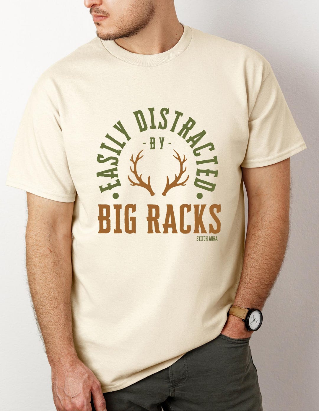 Distracted by Big Racks Shirt, Christmas Gifts for Him, Gifts for ...