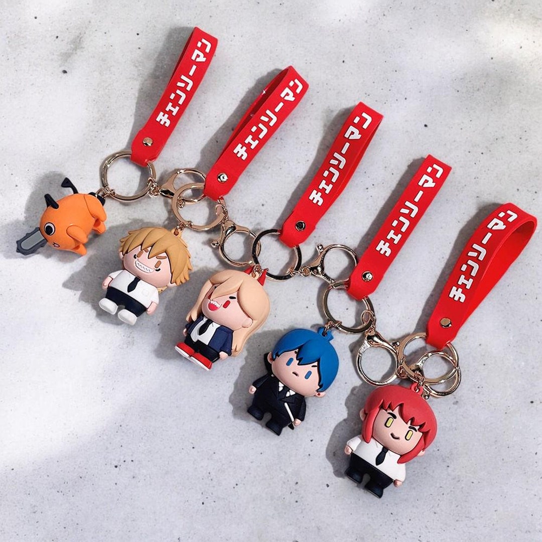 Chainsaw Man Keychain Set | Pochita, Makima & Power Silicone Keyring ...