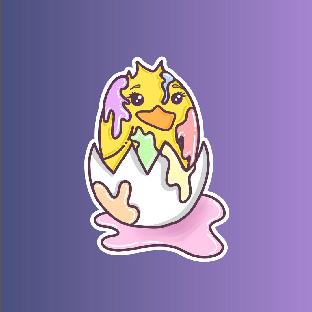 Cute Suzy Chick Die-cut Sticker – Colorful Hatching Chick With Pastel ...