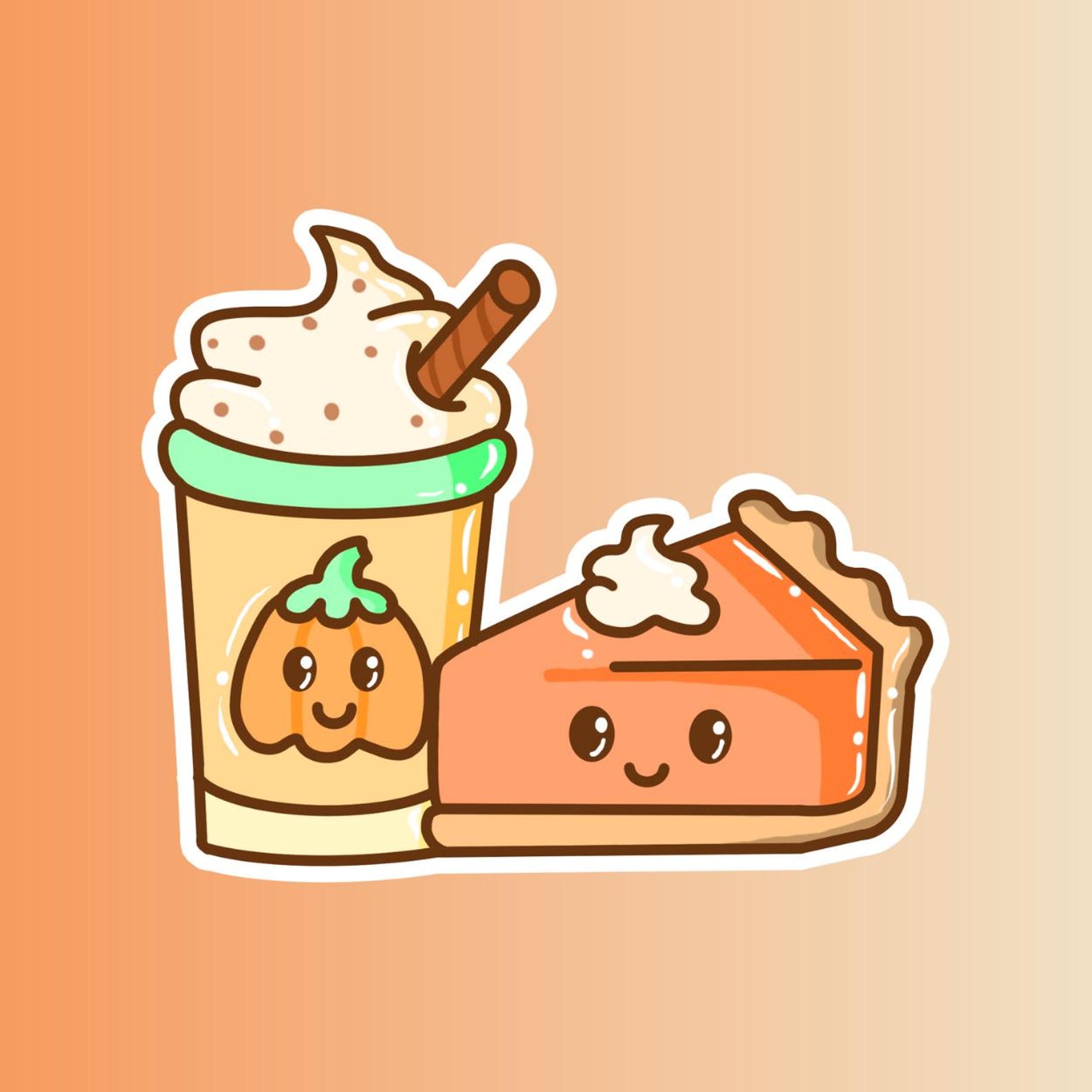 Cute Pumpkin Spice Latte and Pie Die-cut Sticker – Perfect for Fall ...