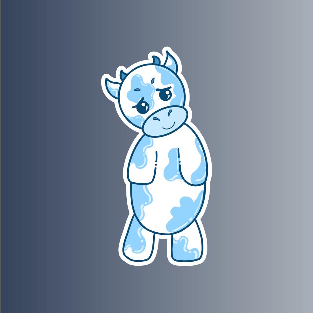 Adorable Blue Cow Die-cut Vinyl Sticker – Farm Animals Vinyl – Perfect ...