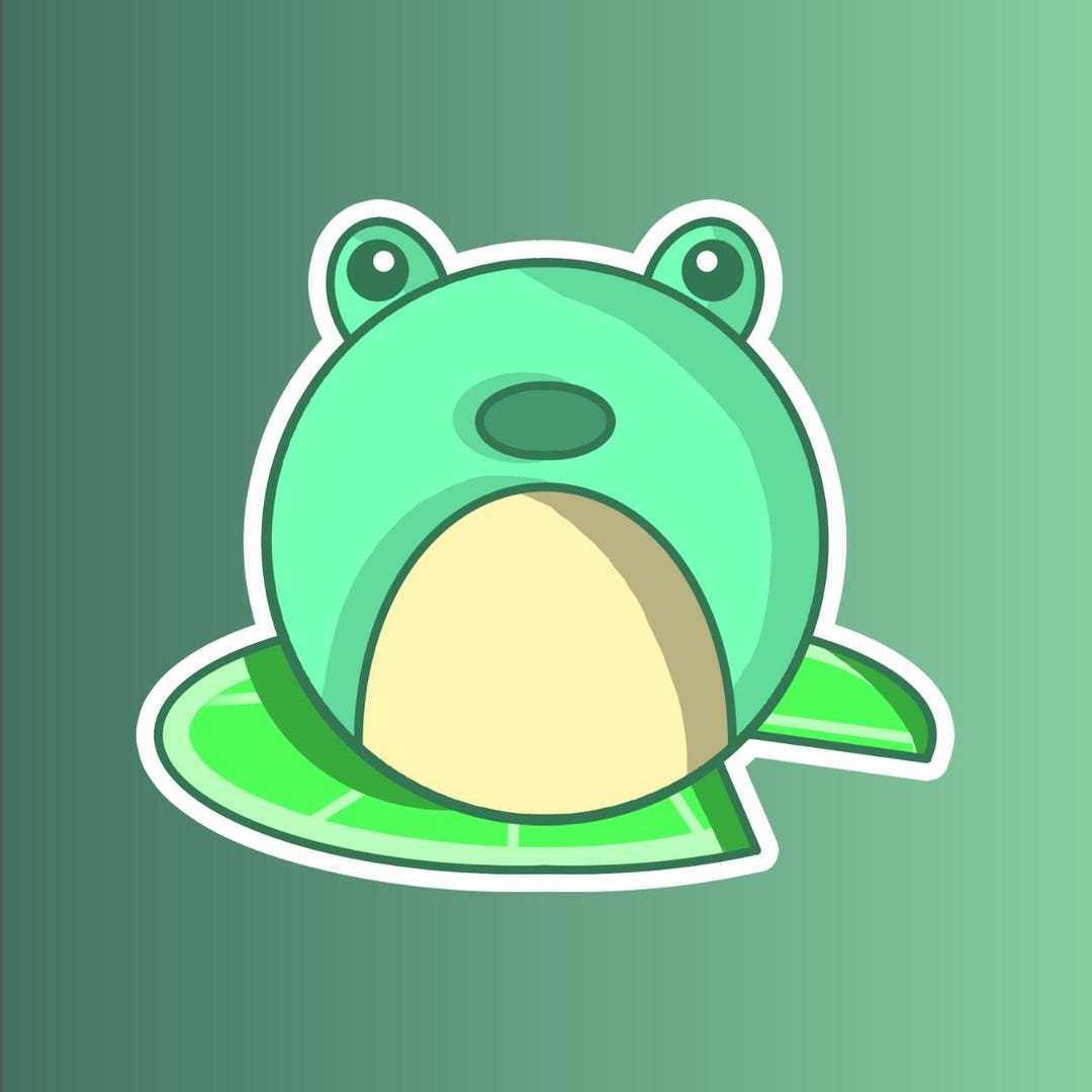 Adorable Frog Die-cut Sticker – Cute Cartoon Frog Sitting on a Lily Pad ...