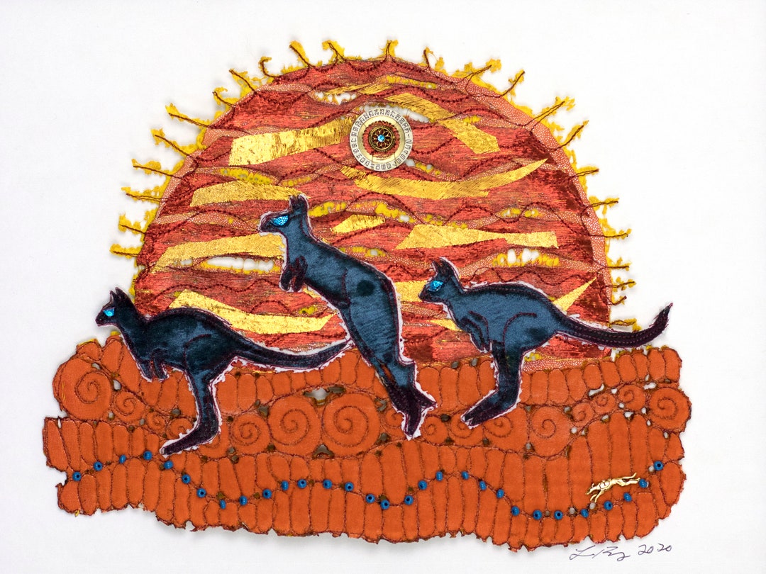 Kangaroos Can't Wear Sunglasses! Original Signed Fiber Textile Artwork ...