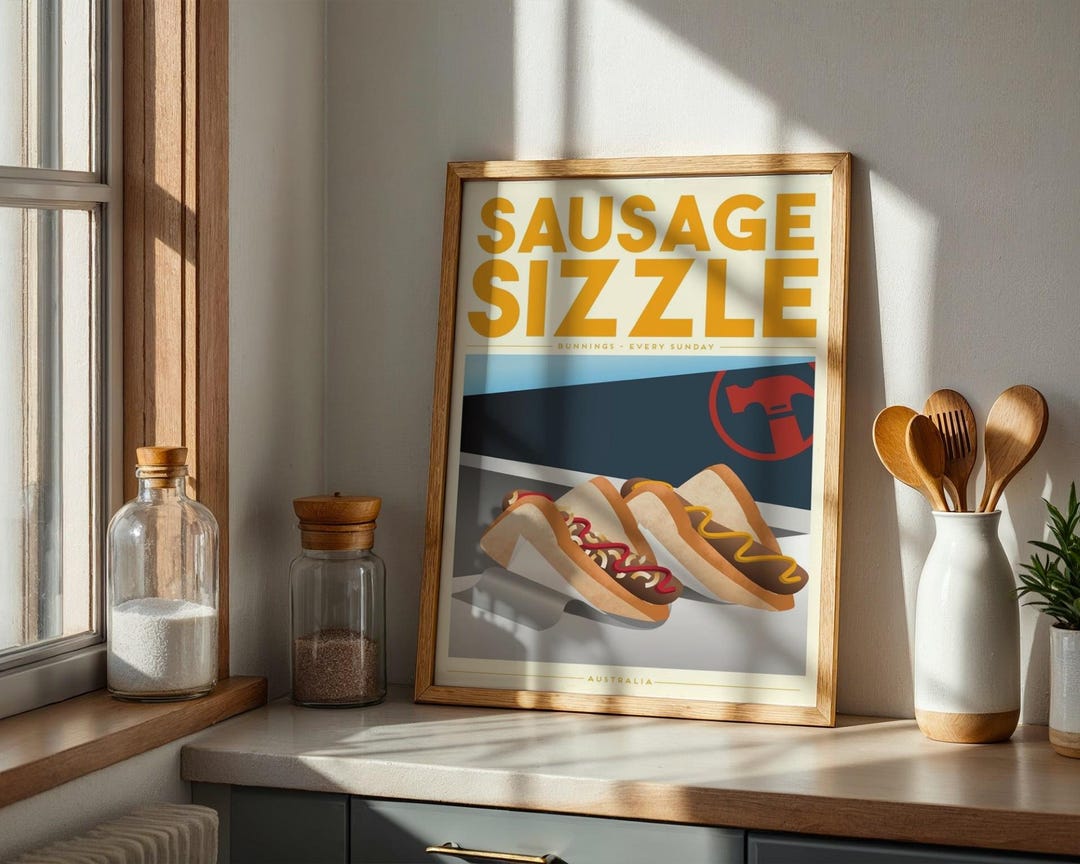 Sausage Sizzle Art Print: Funny Aussie Food Poster (digital Download ...