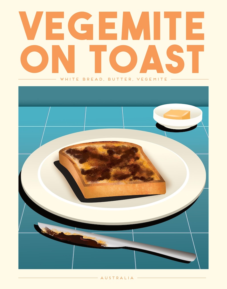 Vegemite Art, Australian Food Art, Foodie Wall Art, Aussie Poster ...