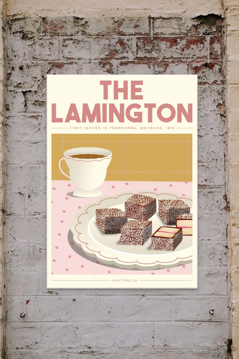 Lamington Art Print: Australian Foodie Poster, Funny Aussie Gift - Etsy
