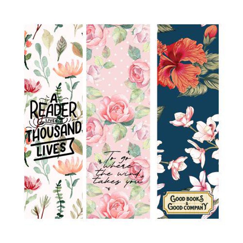 3 Stunning Floral Toile Printable Bookmarks - Instant PNG Download! - Etsy