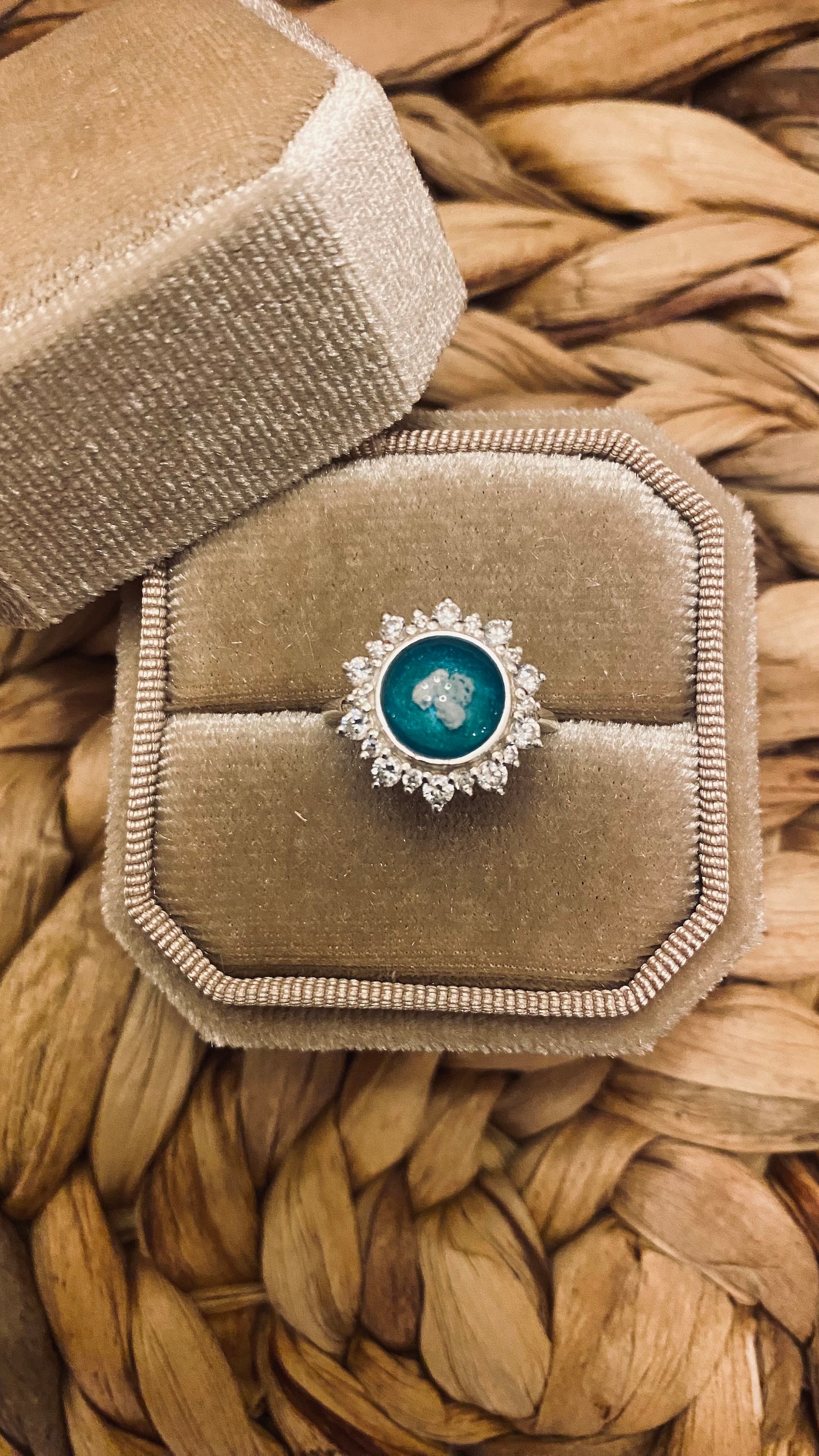 Cremation Memorial Ring Jewelry .925 Sterling Silver and CZ W/ Resin - Etsy