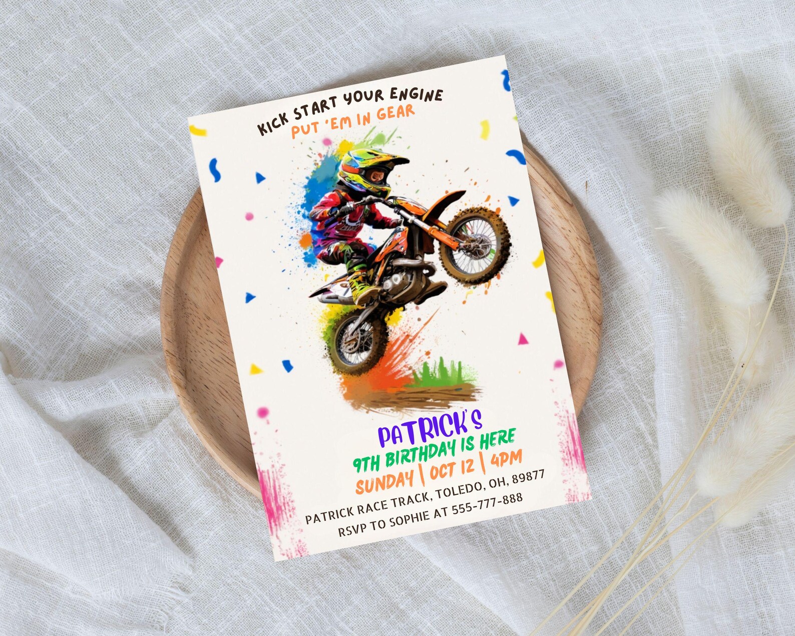 Editable Motorbike Birthday Party Invitation: Dirt Bike Motocross ...