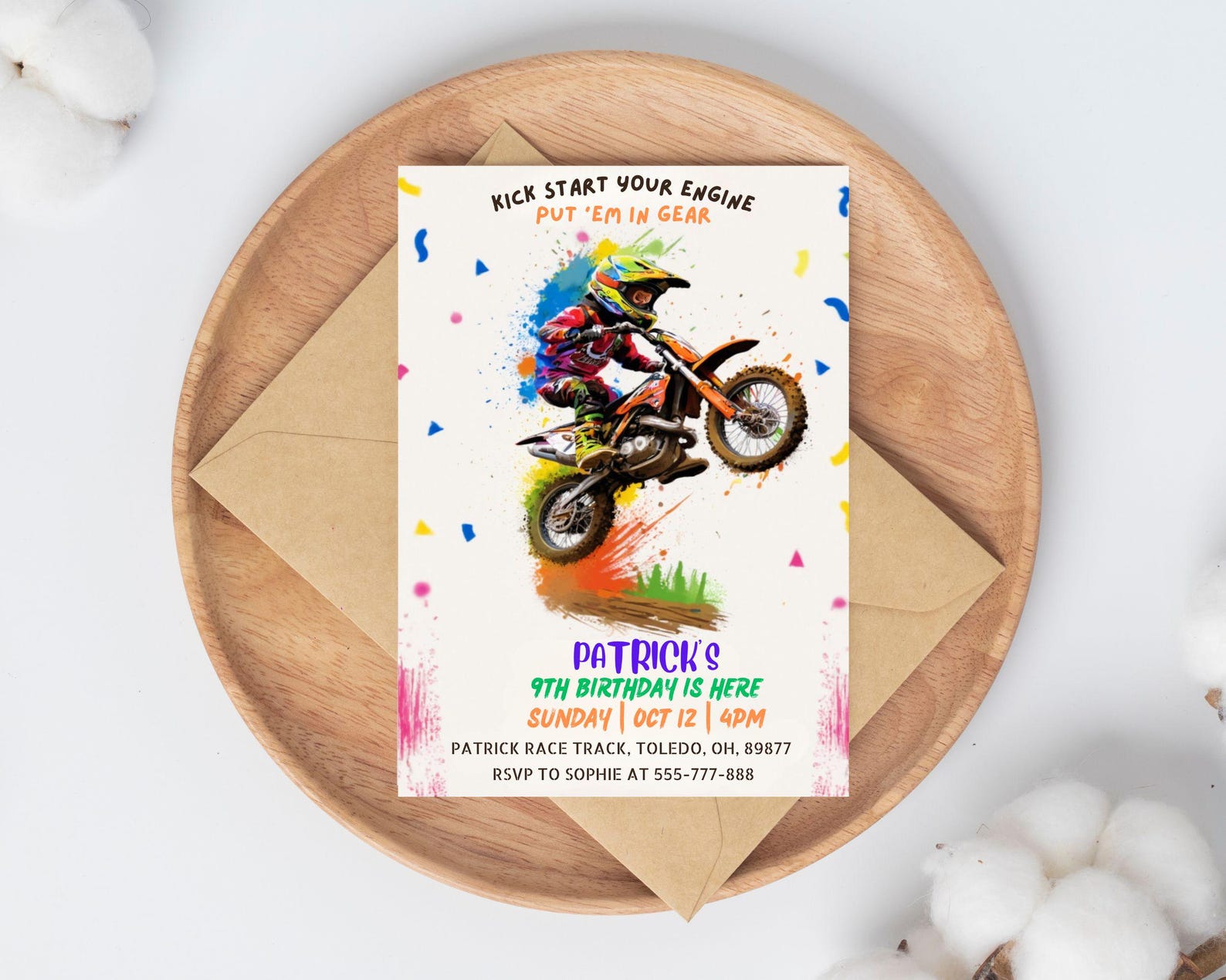 Editable Motorbike Birthday Party Invitation: Dirt Bike Motocross ...