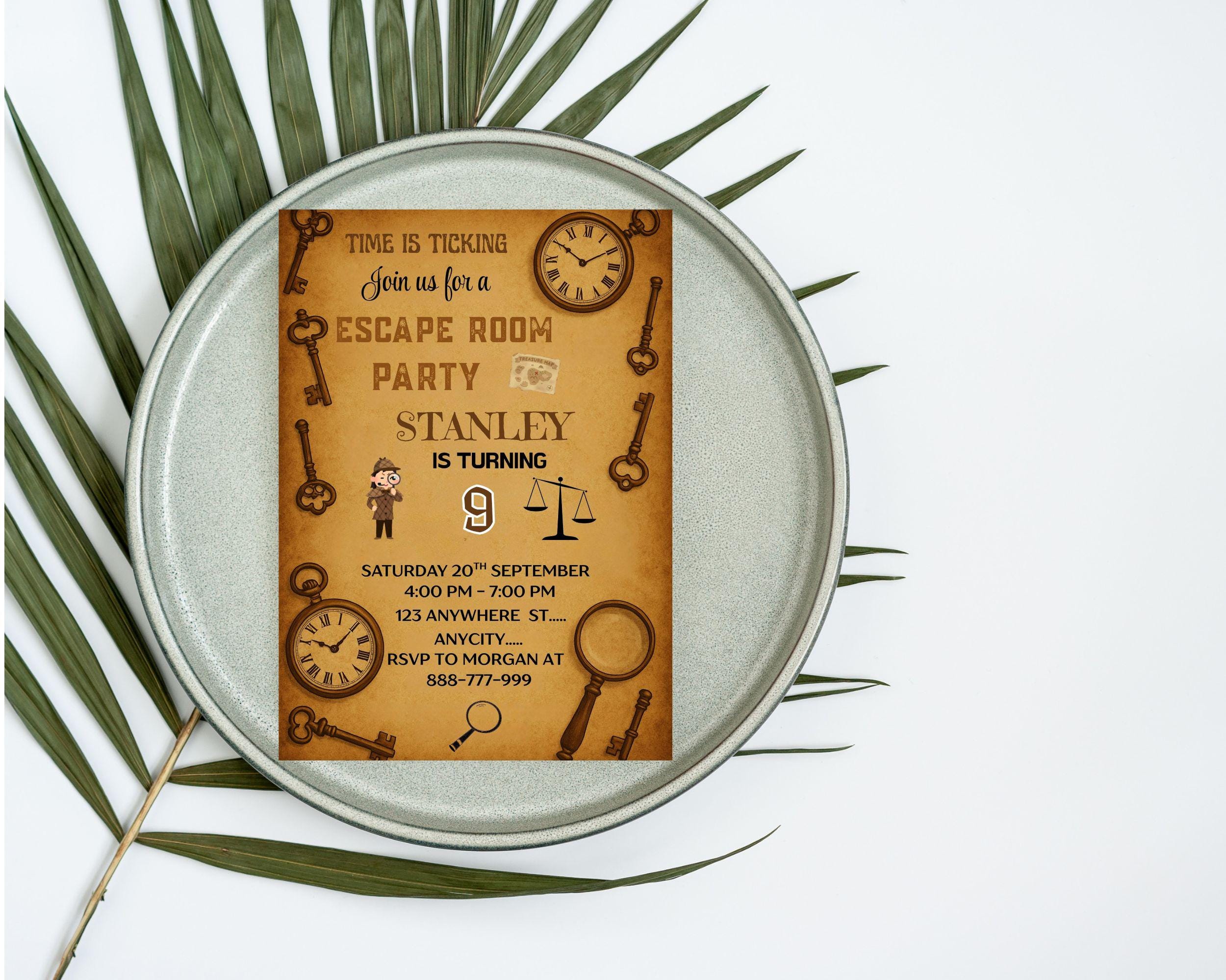 Editable Escape Room Birthday Party Invitation - Canva Template (5x7 In ...