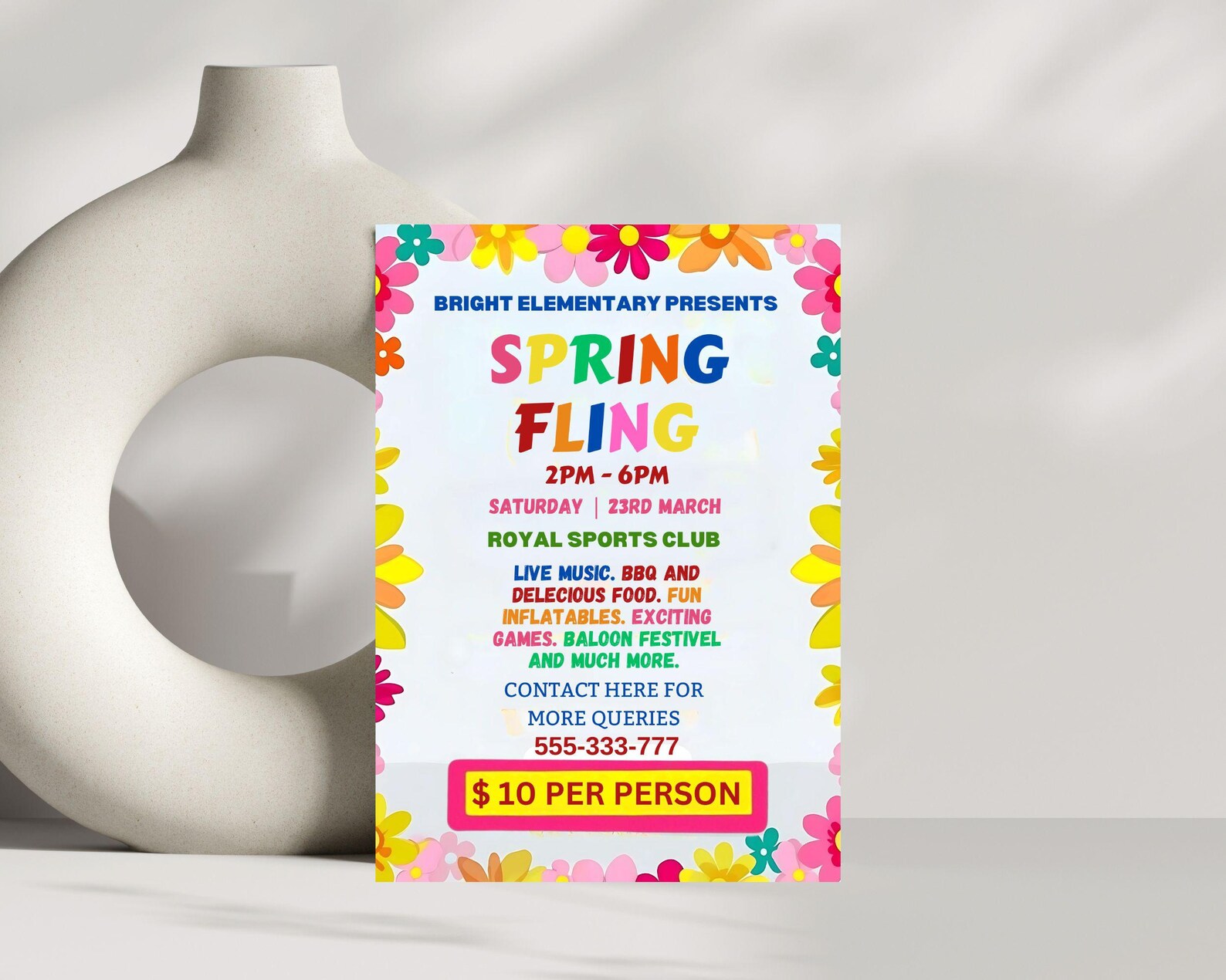 Spring Fling School Flyer Invitation: Editable Festival Fundraiser ...
