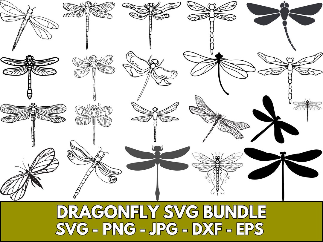 Dragonfly SVG Bundle: Vector Clipart, Silhouette Cut Files (digital ...