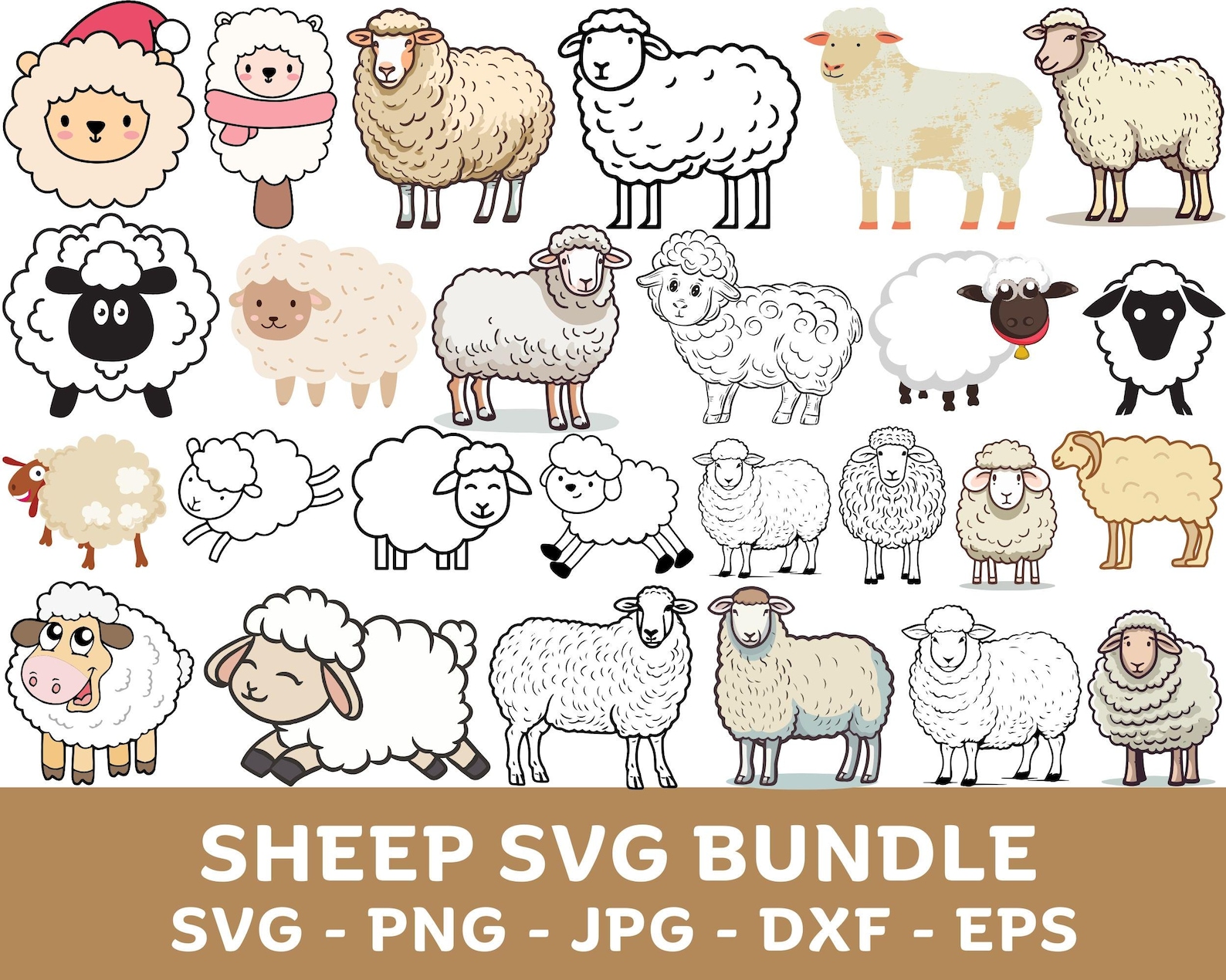Sheep SVG Bundle, Sheep Dxf, Sheep Png, Sheep Eps, Sheep Vector, Sheep ...