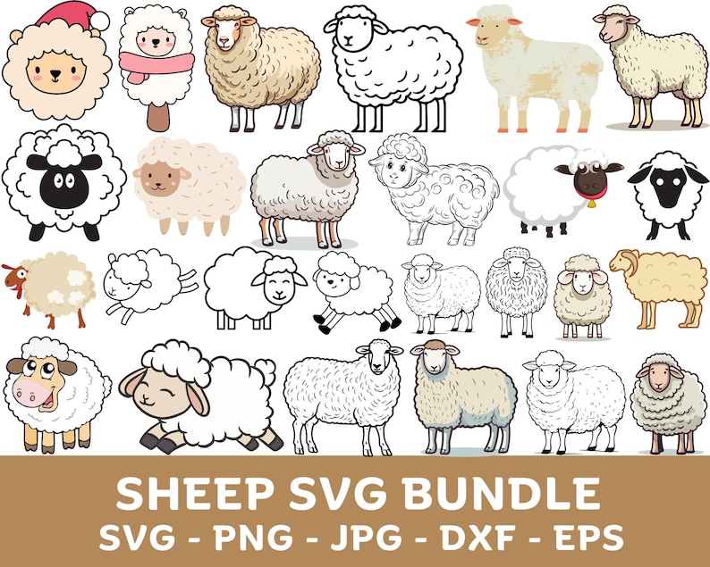 Sheep SVG Bundle: Farm Animal Vector Graphics (digital Download) - Etsy