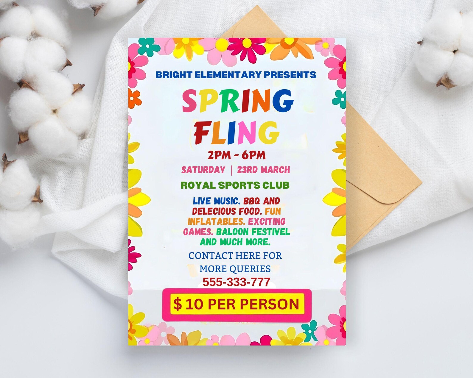 Spring Fling School Flyer Invitation, Editable Spring Fling Festival ...