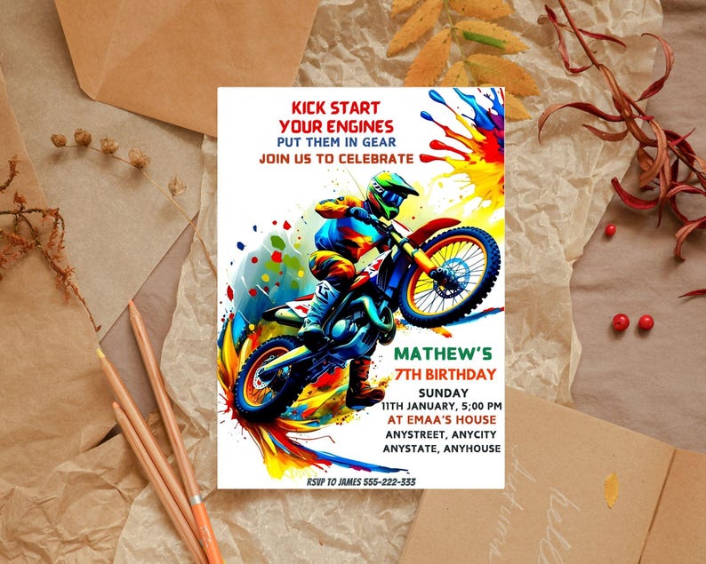 Editable Motorbike Invitation Instant Download Dirt Bike Invite ...
