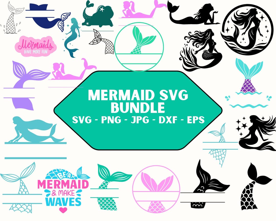 Mermaid Tail Split Monogram SVG, Mermaid Tail SVG Png, Mermaid Scales ...