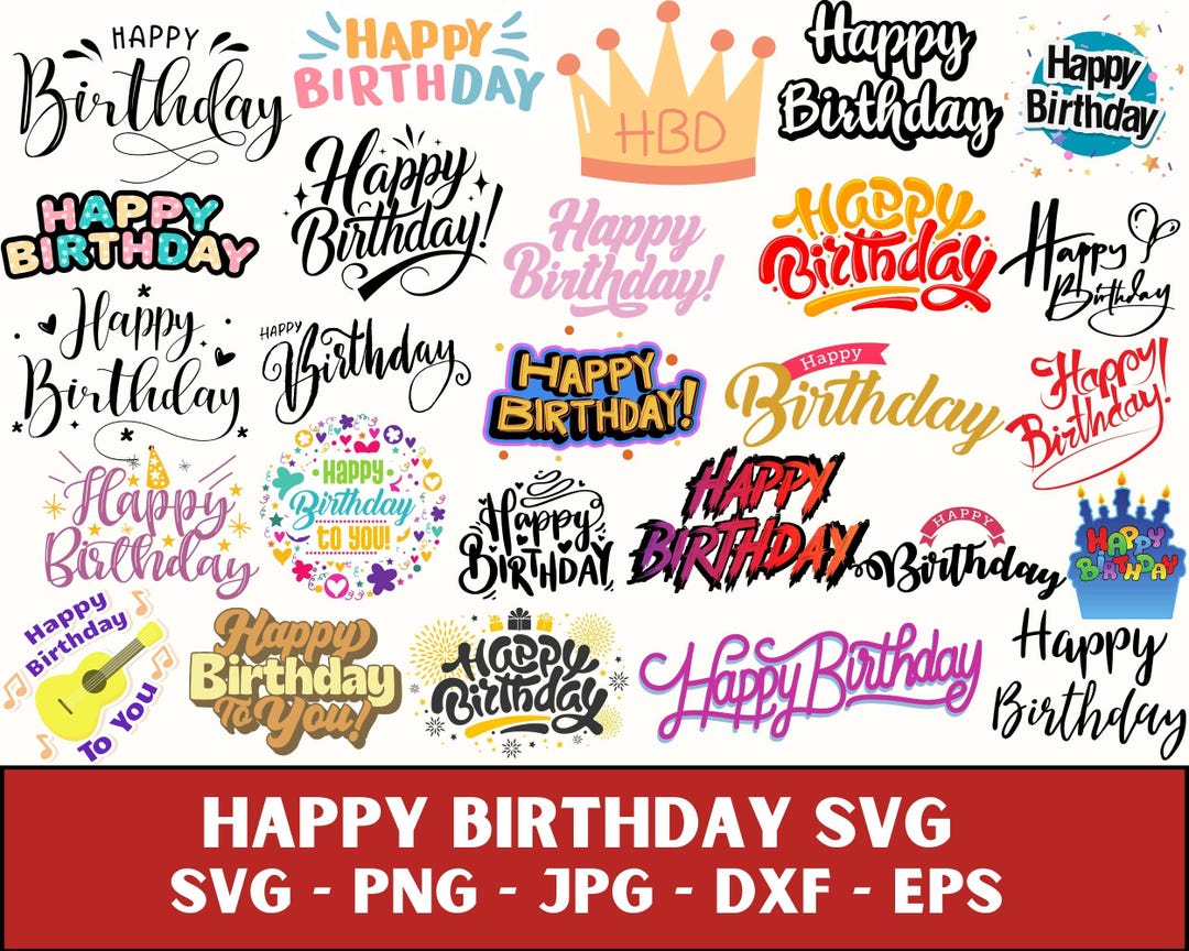 Happy Birthday SVG Bundle: Colorful Birthday Designs (digital Download ...