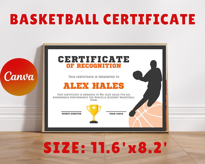 Editable Basketball Certificate, Basketball Award, Basketball End of ...