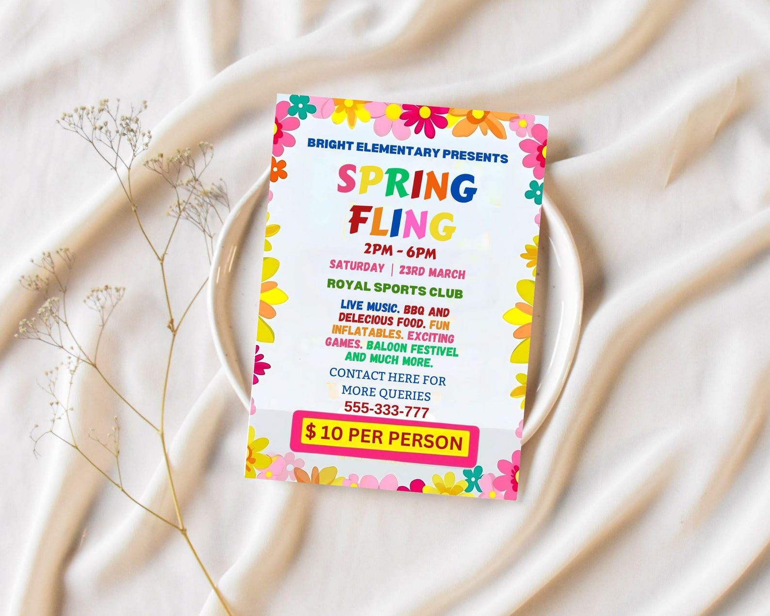 Spring Fling School Flyer Invitation: Editable Festival Fundraiser ...