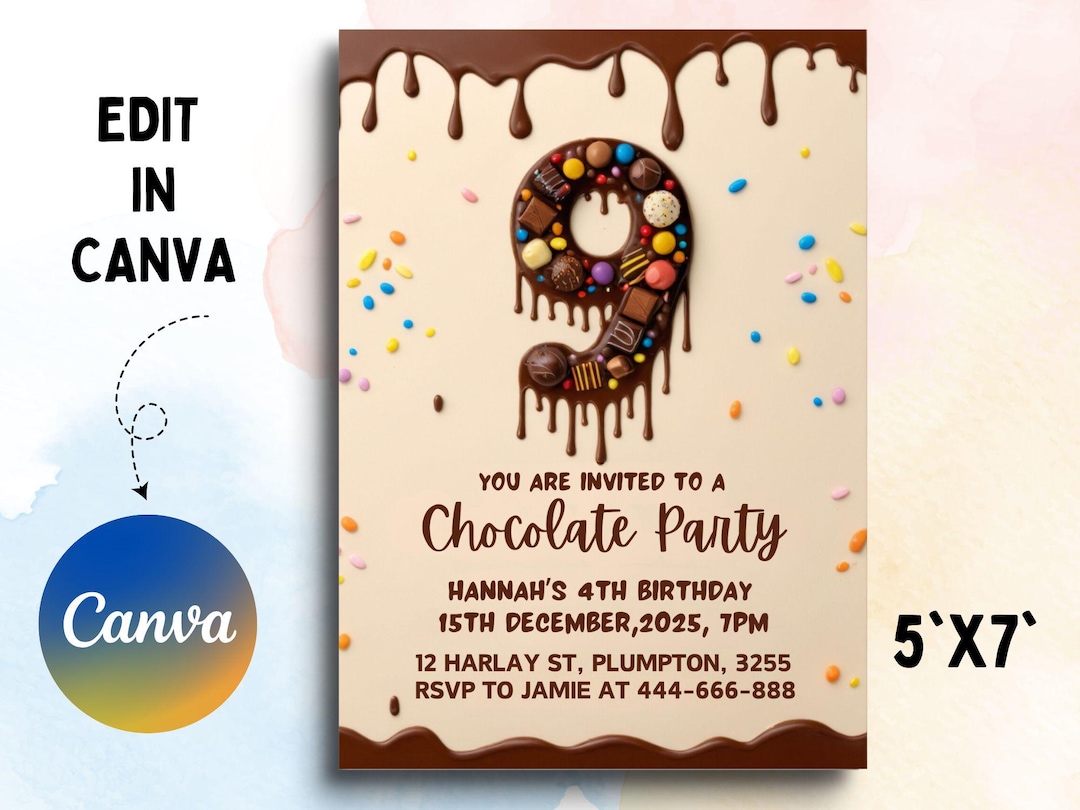 Editable Chocolate Party Invitation, Chocolate Invitation Template ...
