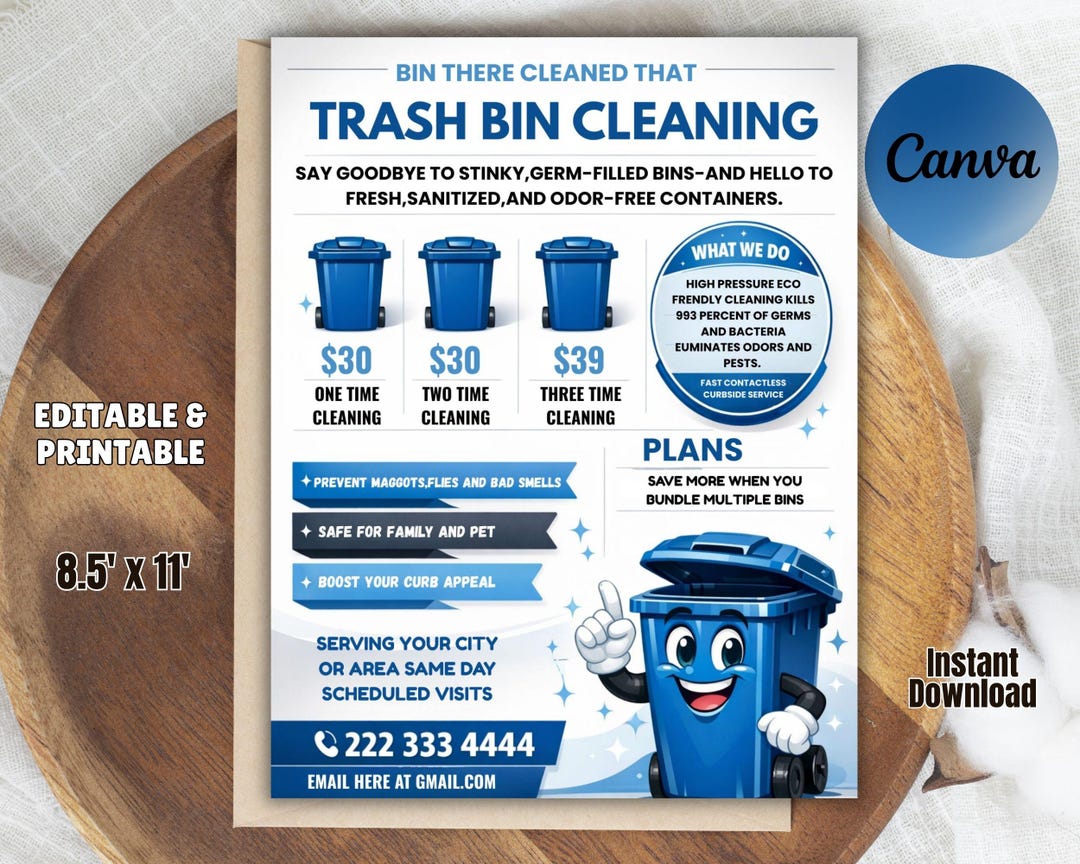 Editable Trash Bin Cleaning Flyer | Garbage Can Washing Business ...