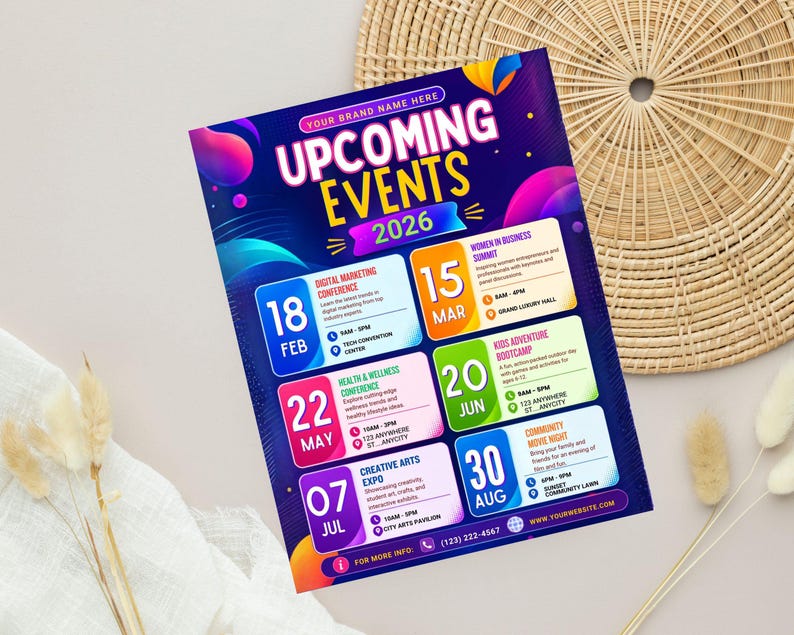 Upcoming Events Schedule Flyer, Events Agenda Flyer, Newsletter ...