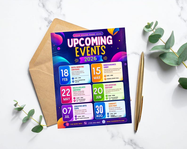Upcoming Events Schedule Flyer, Events Agenda Flyer, Newsletter ...