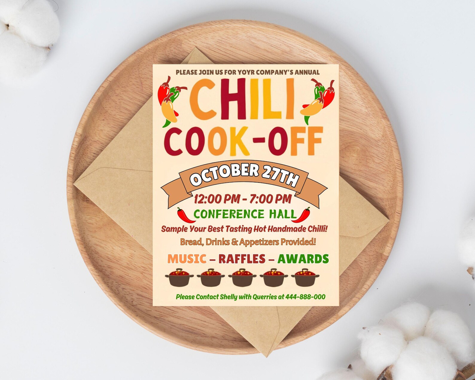 Editable Chili Cook-off Flyer: Work, School, PTA Event (PDF) - Etsy