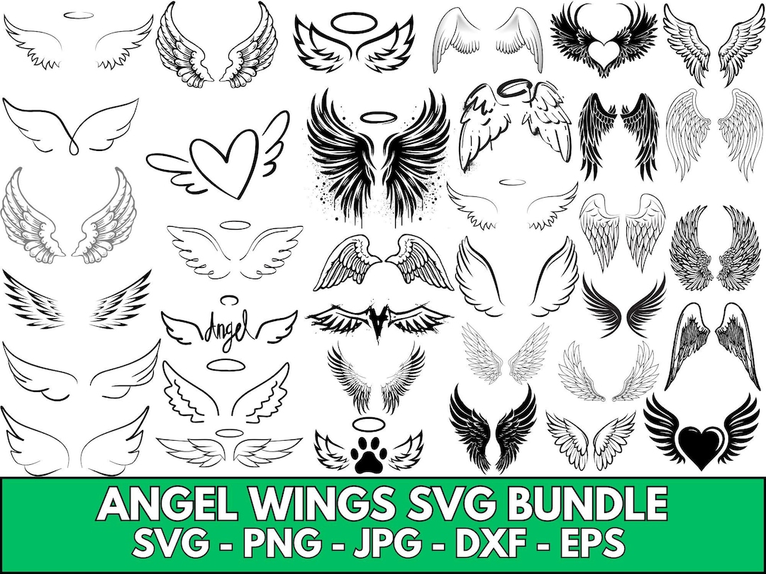 Paquete de alas de ángel Svg, clip art de alas de ángel, archivo de ...