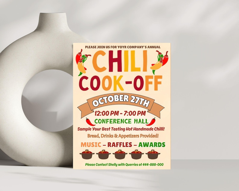 Editable Chili Cook-off Flyer: Work, School, PTA Event (PDF) - Etsy