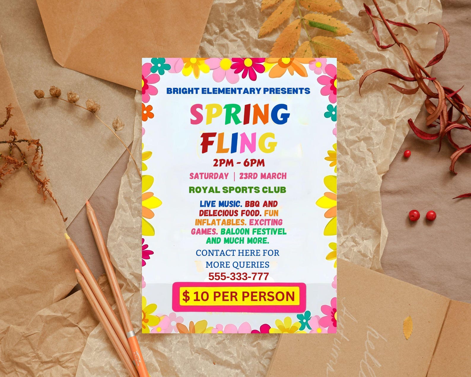 Spring Fling School Flyer Invitation, Editable Spring Fling Festival ...