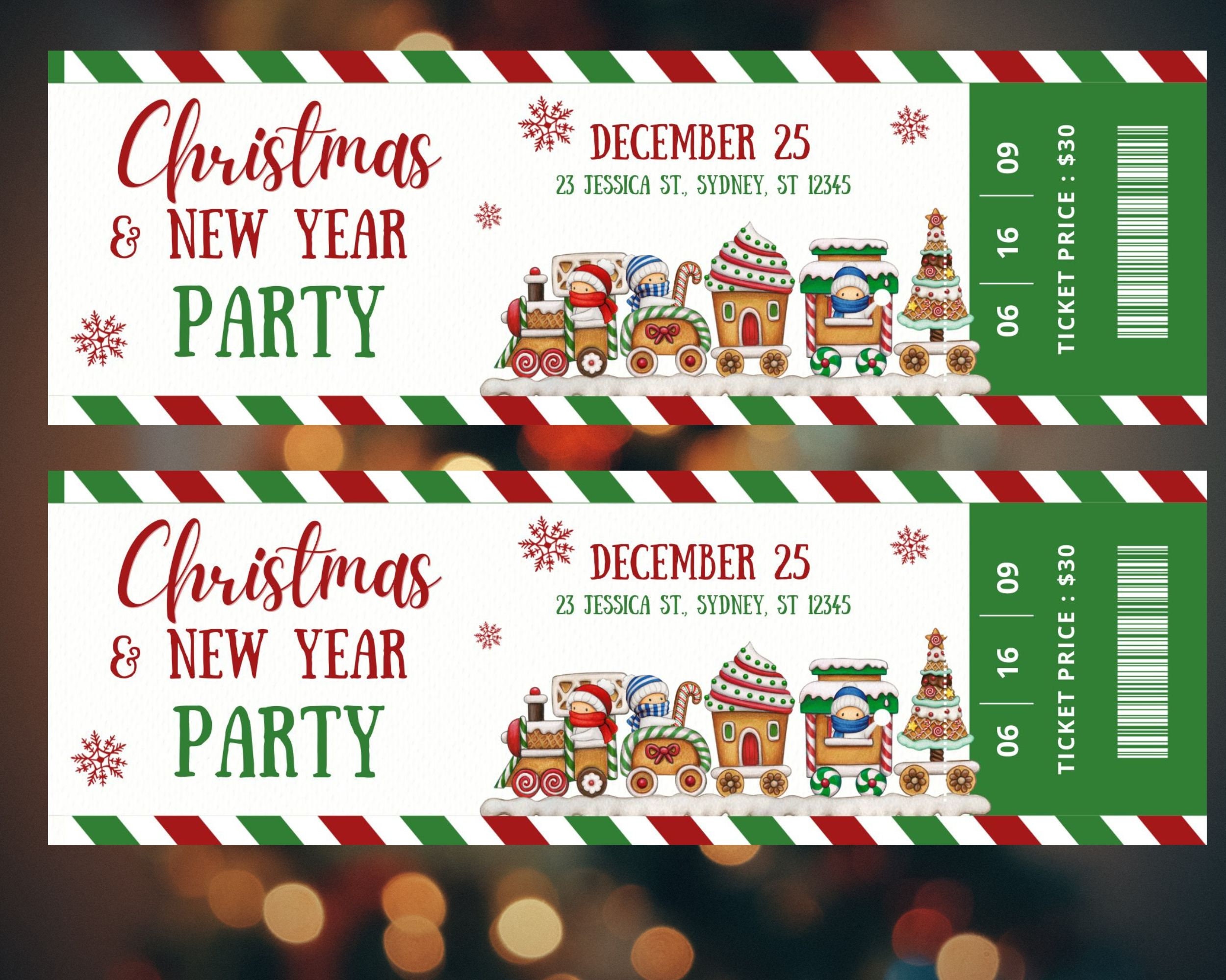 Editable Christmas Party Ticket Template: Printable Event Ticket ...