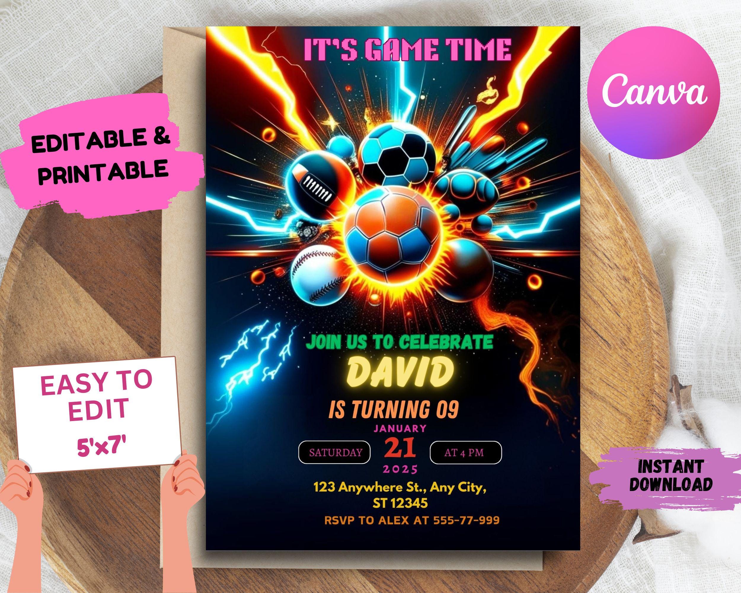 Editable Sports Invitation, Sports Invites, Sports Flyer, Sport Theme ...
