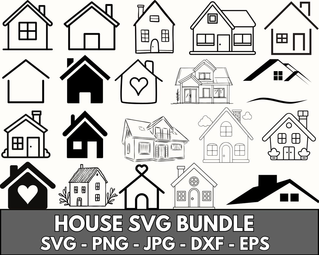 House SVG Bundle: Floral, Scandinavian, Tiny House Designs (digital ...
