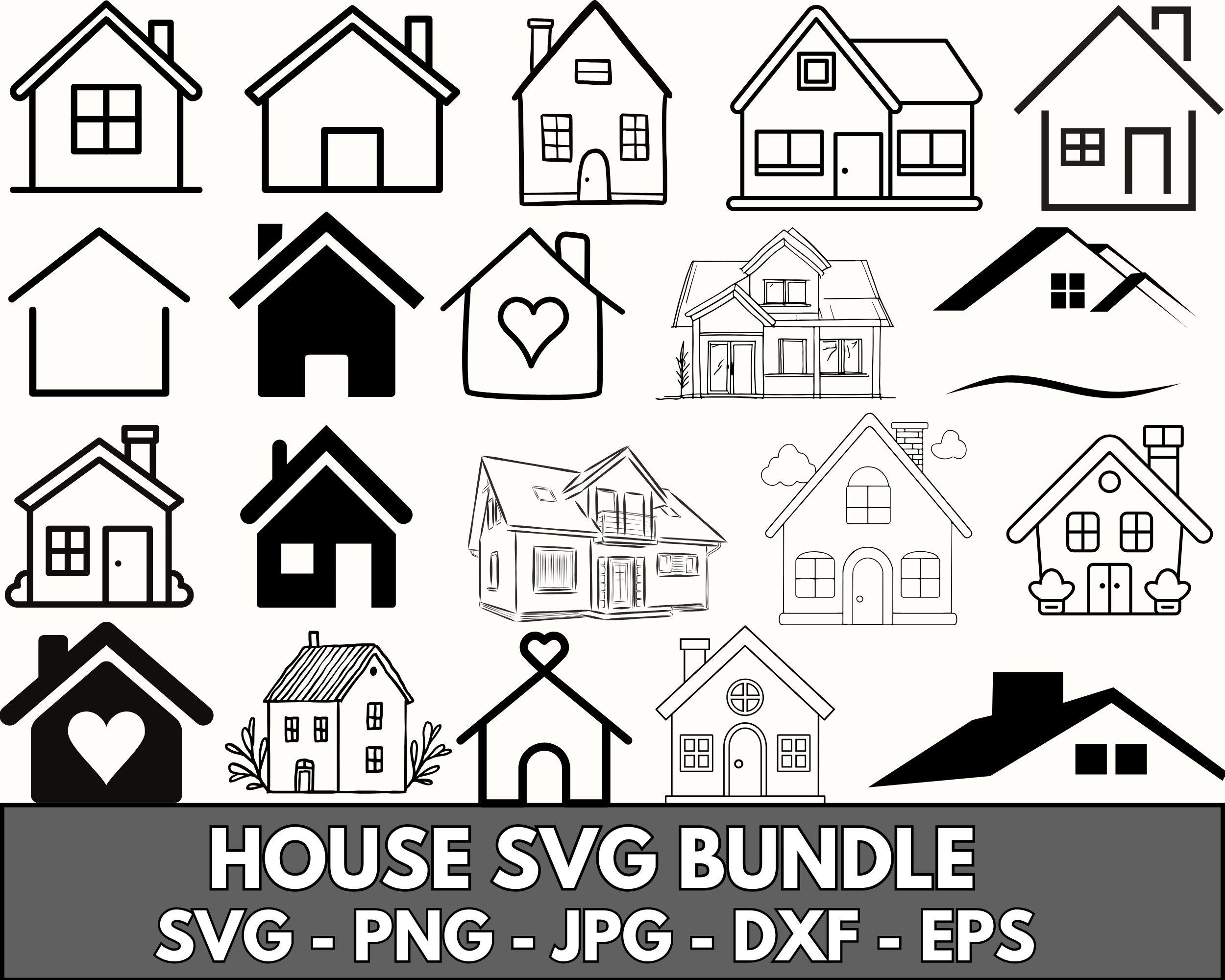 Little House Svg Bundle, Roof House Svg, House Outline Svg, Floral ...