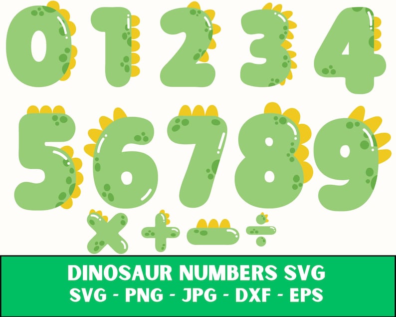 Dinosaur Numbers 0-9 SVG Bundle: Birthday Party Decor (digital Download ...