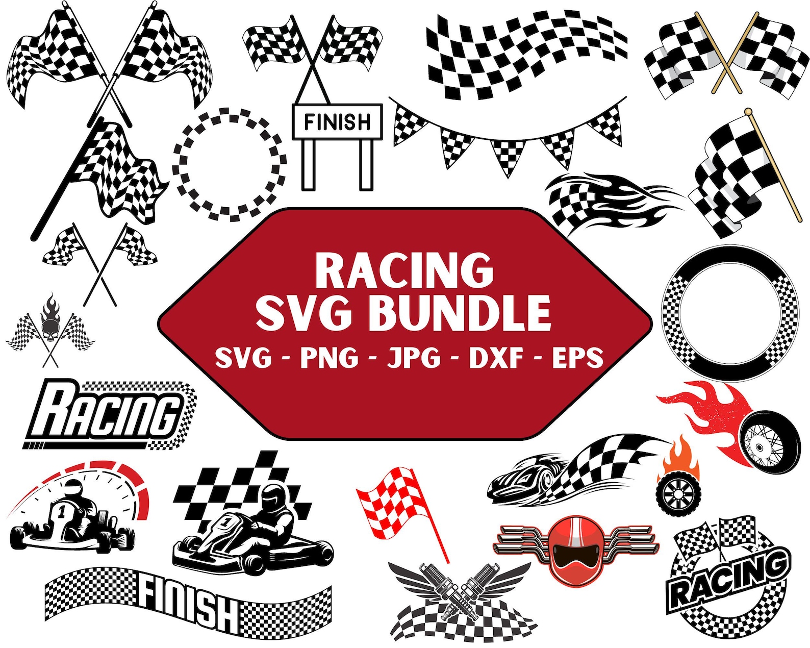 Race Flag Svg Bundle, Checkered Flag Svg, Racing Flag Svg,racing Flag ...