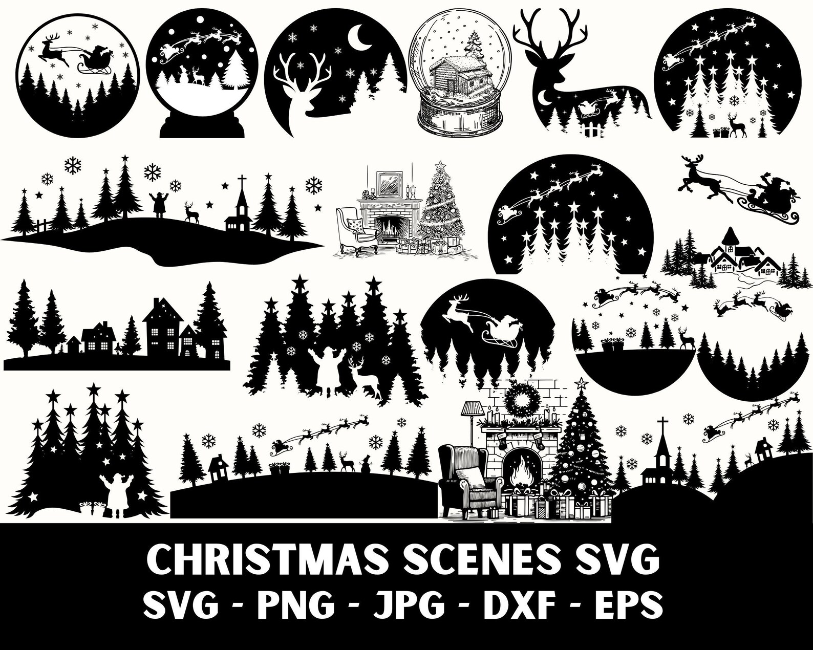 Winter Christmas Scene SVG, Winter Scene SVG, Magical Christmas Scene ...