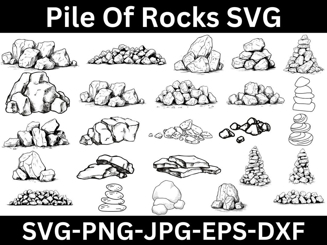 Pile of Stones SVG Bundle, Pile of Rocks Svg,pile of Stones Dxf,pile of ...