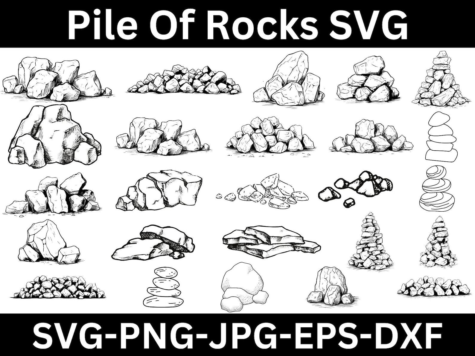 Pile of Stones SVG Bundle: Rocks Vector Clipart (digital Download) - Etsy