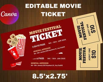 Editable Movie Night Ticket Template: Surprise Gift (digital Download ...