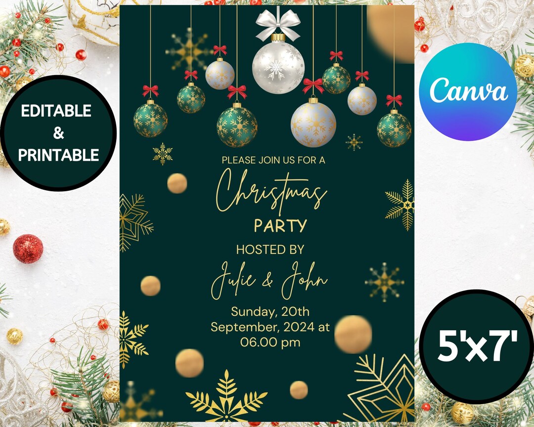 Editable Christmas Party Invitation: Holiday Trees, 5x7 (printable ...