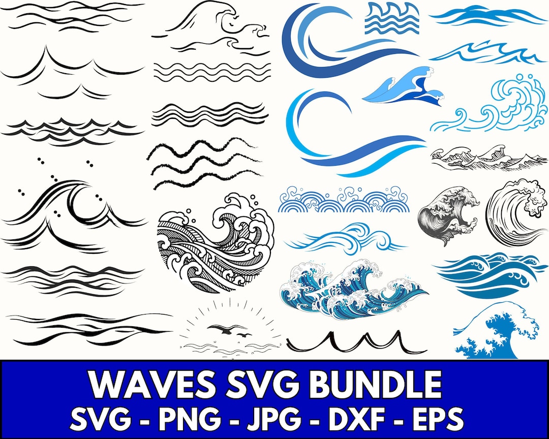 Ocean Wave SVG Bundle: Beach Cricut Silhouette Vector (digital Download ...