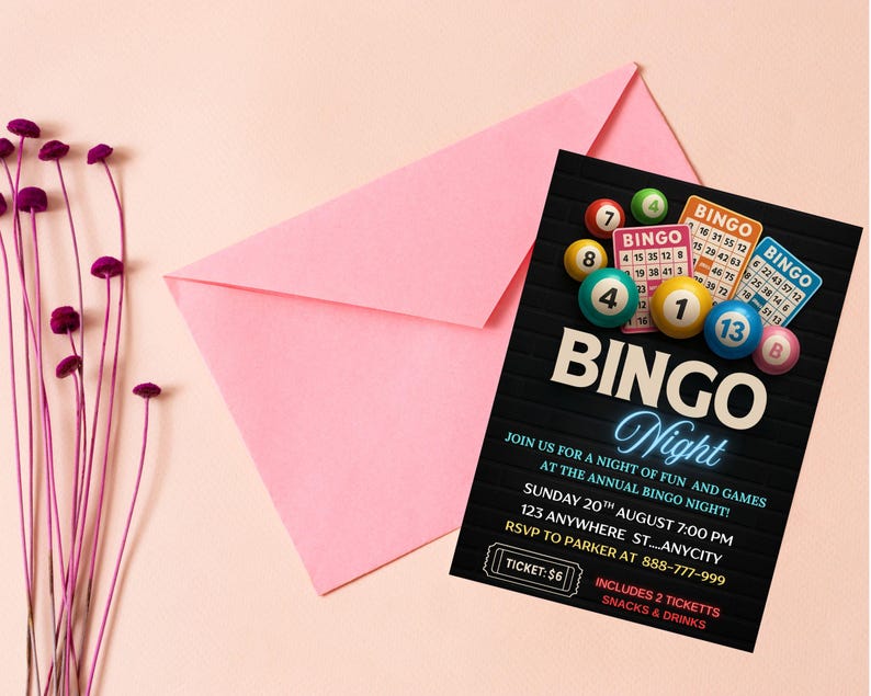 Editable Bingo Night Flyer Template: School Fundraiser Invite (5x7 ...